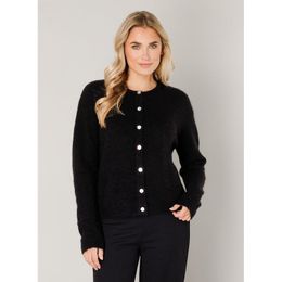 Base Level Damen Cardigan &raquo;Yuli&laquo; mit Woll-Anteil und Knopfleiste schwarz 42