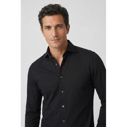 Marc O'Polo Marc O'polo Herren Marc O'Polo Langarmhemd Shaped Fit, mit feiner Piqu&eacute;-Struktur schwarz L, N-Gr
