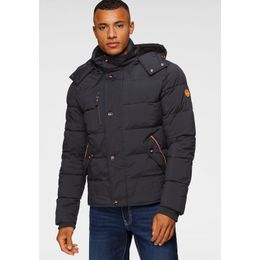 Bruno Banani Herren Steppjacke mit Kapuze Winterjacke mit Fellimitat und abnehmbarer Kapuze blau S (48)