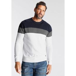 H.I.S. H.I.S Herren Rundhalspullover &raquo;neue Farben!&laquo; Colorblocking, in leichter Strickqualit&auml;t wei&szlig; M (48/50)
