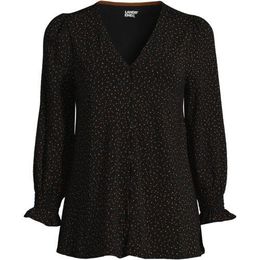LANDS' END Jerseybluse mit gerafften 3/4-&Auml;rmeln f&uuml;r Damen, Damen, size: regular, Schwarz, Elasthan/Baumwoll-Mischung/Baumwolle Modal, by Lands' End