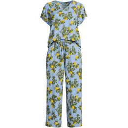 LANDS' END Pyjama-Set mit 3/4-Hose und Cooling-Finish f&uuml;r Damen, Damen, size: regular, Blau, Elasthan/Viskose-Mischung, by Lands' End