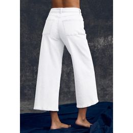Lascana Damen Lascana 7/8-Jeans &raquo;in modischer Culotte-Form&laquo; aus Baumwoll-Denim, Straight-Leg, Sommerhose wei&szlig; 42, N-Gr