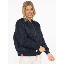 Zwillingsherz Damen Bomberjacke &raquo;"Be Happy"&laquo; ohne Kapuze modisch, Kontrastdetails, regular fit, lang&auml;rmelig, mit Herzsticker M