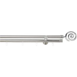 GOOD LIFE Kombi-Vorhangstange &raquo;Espiral&laquo; &Oslash; 20 mm 2 l&auml;ufig-l&auml;ufig Fixma&szlig; silber Aluminium, Kunststoff, Metall B/L: 120cm &Oslash; 20mm, 2 l&auml;ufig