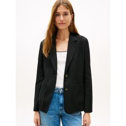 Tommy Hilfiger Damen Kurzblazer &raquo;NEW ESS LINEN REG SB BLAZER&laquo; mit aufgesetzten Taschen schwarz 34
