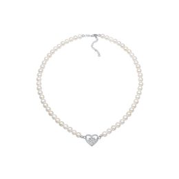 Elli Kette 'Edelweiss Herz' Damen Gr&ouml;&szlig;e 40 silber / perlwei&szlig;