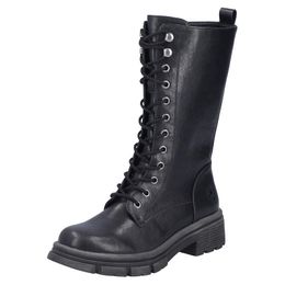 Rieker Damen Schn&uuml;rstiefel Schn&uuml;rboots mit Rei&szlig;verschluss und robuster Profilsohle schwarz 38, Varioschaft