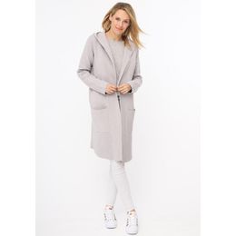 Zwillingsherz Damen Cardigan &raquo;"Janina"&laquo; Kapuze, Taschen, Langarm, knielang, ohne Verschluss grau L/XL