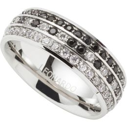 Leonardo Damen Leonardo Fingerring &raquo;Ring Atura&laquo; mit Zirkonia (synth.) schwarz-wei&szlig; 20, Edelstahl, 7mm
