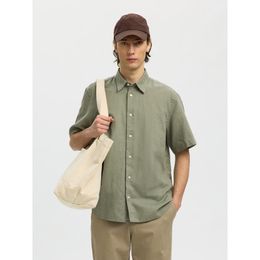 Selected Herren Selected Kurzarmhemd &raquo;SLHREGCLAY LINENBLEND SS SHIRT CLA NOOS&laquo; Materialmix, regular fit XXL, N-Gr