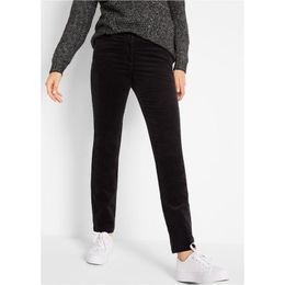 bonprix Damen bonprix Cordhose &raquo;Stretch-Cordhose, Straight&laquo; aus Stretch-Material, Slim Fit, mit Eingrifftaschen schwarz 50, N-Gr