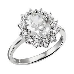 Firetti Damen Fingerring &raquo;Schmuck Geschenk Silber 925 Damenring Lady D Diana Royal&laquo; mit Zirkonia (synth.), Glasstein silber 54, Silber 925 (