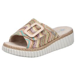 Rieker Damen Keilpantolette Sommerschuh, Strandschuh, Hausschuh mit praktischem Klettverschluss bunt 41