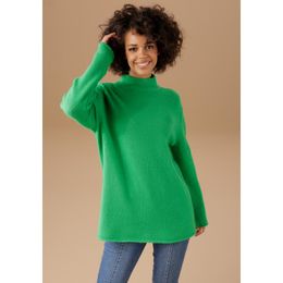 Aniston Casual Damen Aniston CASUAL Strickpullover mit Stehkragen gr&uuml;n 40