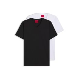 Hugo Herren Hugo T-Shirt &raquo;Hugo-V&laquo; Packung, 2er, V-Ausschnitt, Slim-Fit, Hugo Logo-Print L