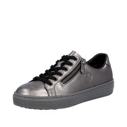 Rieker Damen Sneaker mit Memosoft-Innensohle, Freizeitschuh, Halbschuh, Schn&uuml;rschuh silber 38