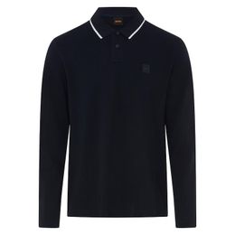 BOSS Orange Herren BOSS Orange Langarm-Poloshirt Regular Fit, reine Baumwolle, BOSS-Label schwarz XL