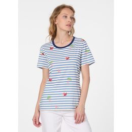 Ragwear Damen T-Shirt &raquo;MINTTA STRIPES&laquo; Klassischer Fit mit Streifen und Allover-Print blau XL