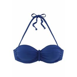 Buffalo B&uuml;gel-Bandeau-Bikini-Top 'Happy' blau Gr. 34 Cup C. Mit Flechtdetails. Mit B&uuml;gel Und Mit Seitlichen St&auml;bchen