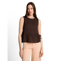 Tom Tailor Denim Damen Tom Tailor Denim Blusenshirt Sommertop mit Volant-Ansatz und Bindeb&auml;ndern XXL