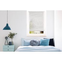 mydeco Seitenzugrollo &raquo;Win move&laquo; Lichtschutz Sichtschutz ohne Bohren freih&auml;ngend mit stylischem Muster wei&szlig; Polyester 160cm, einseitig verschiebbar, 