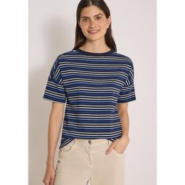 Cecil Damen T-Shirt Ringelshirt, Baumwolle, Rundhalsausschnitt blau L (42)