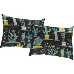WIRTH Dekokissen &raquo;Oakham&laquo; Kissenh&uuml;lle ohne F&uuml;llung, 2 St&uuml;ck schwarz Polyester B/L: 40cm x 40cm, 2 Stk.