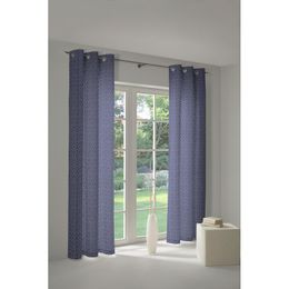 Adam Vorhang &raquo;Urban Cactus&laquo; &Ouml;sen 1 Stk. tlg. aus 100% Bio-Baumwolle blau Jacquard, Baumwolle (Bio-Baumwolle) 145cm, &Ouml;sen, 145cm