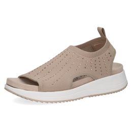 Caprice Damen Plateausandale Keilabsatz, Schlupfschuh, Komfortschuh mit gl&auml;nzenden Strasssteinen beige 36