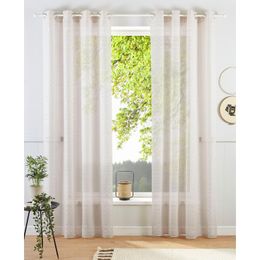 Bruno Banani Gardine &raquo;Linus&laquo; &Ouml;sen 1 Stk. tlg. 1 Schal, eingewebte Querstreifen beige Polyester 145cm, &Ouml;sen, 130cm