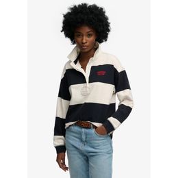 Superdry Damen Langarm-Poloshirt &raquo;HERITAGE STRIPE RUGBY TOP&laquo; Oversize-Passform, aus Baumwolle und Single Jersey, mit Polokragen schwarz-wei&szlig; XS