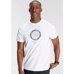 Delmao Herren DELMAO T-Shirt Kurzarm, bedruckt, Rundhals, aus Baumwolle wei&szlig; M (48/50)