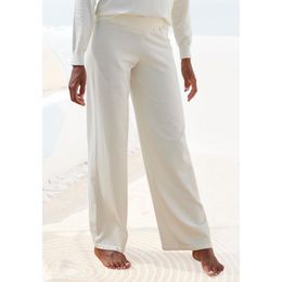 Lascana Damen Lascana Strickhose mit weitem Bein, Loungewear beige 32/34, N-Gr