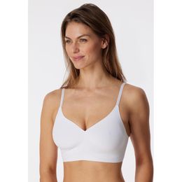 Schiesser Damen Bustier &raquo;Invisible Soft&laquo; Mikrofaser, herausnehmbare Pads, V-Ausschnitt, Lasercut-Abschl&uuml;sse wei&szlig; 42, N-Gr