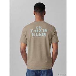 Calvin Klein Jeans Herren T-Shirt Rundhalsausschnitt, reine Baumwolle, gro&szlig;er R&uuml;ckendruck beige L