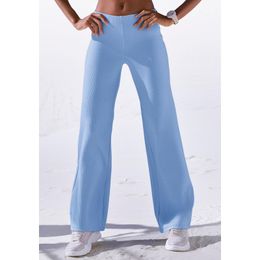 Lascana Damen Lascana Sporthose Seamless-Sporthose aus elastischer Rippstruktur blau XS (32/34), N-Gr