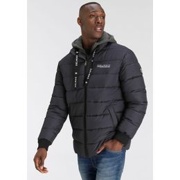 Delmao Herren DELMAO Steppjacke mit Kapuze f&uuml;r &Uuml;bergang und kalte Tage, mit F&uuml;tterung, wasserabweisend blau XL (56/58)