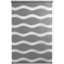 GOOD LIFE Doppelrollo &raquo;WAVE&laquo; Lichtschutz ohne Bohren grau Kunststoff, Metall, Polyester 150cm, 80cm
