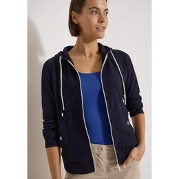Cecil Damen Kapuzensweatjacke mit Struktur und seitlichen Taschen mit Knopf blau S (38)