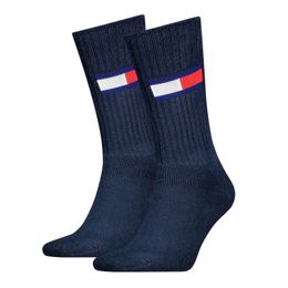 Tommy Hilfiger Herren Socken &raquo;TH UNI TJ SOCK 2P FLAG&laquo; 2 Paar, 2 Paar tlg. mit gro&szlig;em Logo blau 43-46