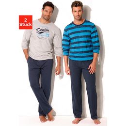 H.I.S. H.I.S Herren Pyjama Packung, 4 tlg. Schlafanzug mit unterschiedlichem Design blau 56/58 (XL)