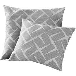 Weckbrodt-Gardinen Dekokissen &raquo;Jasper&laquo; Kissenh&uuml;lle, Jacquard, strukturierte Oberfl&auml;che,3D Effekt,ohne F&uuml;llung grau Polyester B/L: 40cm x 40cm, 1 Stk.