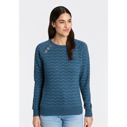 Ragwear Damen Sweatshirt &raquo;DARIA ZIG ZAG O&laquo;, mit Zierkn&ouml;pfen am Ausschnitt blau XXL
