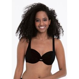 Rosa Faia Damen B&uuml;gel-Bandeau-Bikini-Top &raquo;Hermine&laquo; mit B&uuml;gel, Tr&auml;gerbreite gestaffelt, R&uuml;ckenfutter, verstellbare Tr&auml;ger schwarz 38, Cup F