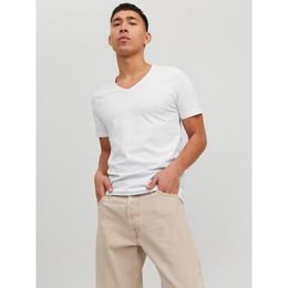 Jack & Jones Jack & Jones Herren T-Shirt &raquo;SLIM- FIT BASIC TEE V-NECK&laquo; mit V-Ausschnitt wei&szlig; S