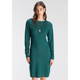 Tamaris Damen Strickkleid &raquo;aus weicher Viskosemischung&laquo; Mini-L&auml;nge, modischer Ajourstrick gr&uuml;n 42, N-Gr