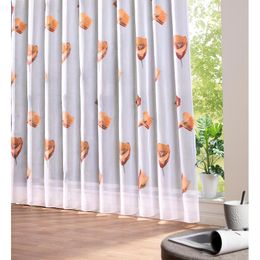 Weckbrodt-Gardinen Gardine &raquo;Calla&laquo; Smokband 1 Stk. tlg. Voile, bedruckt, floral, gebl&uuml;mt, halbtransparent, Beschwerungsband wei&szlig; Polyester 175cm, Smokband, 250cm