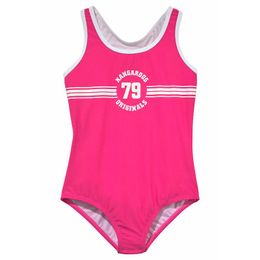 Kangaroos M&auml;dchen Kangaroos Badeanzug &raquo;Sporty&laquo; mit sportlichem Frontdruck pink 146/152, N-Gr