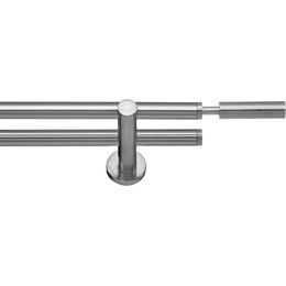 Indeko Gardinenstange &raquo;Inka&laquo; &Oslash; 16 mm 2 l&auml;ufig-l&auml;ufig Fixma&szlig; Komplett-Set inkl. Montagematerial silber Aluminium B/L: 180cm &Oslash; 16mm, 1 Stk., 2 l&auml;ufig